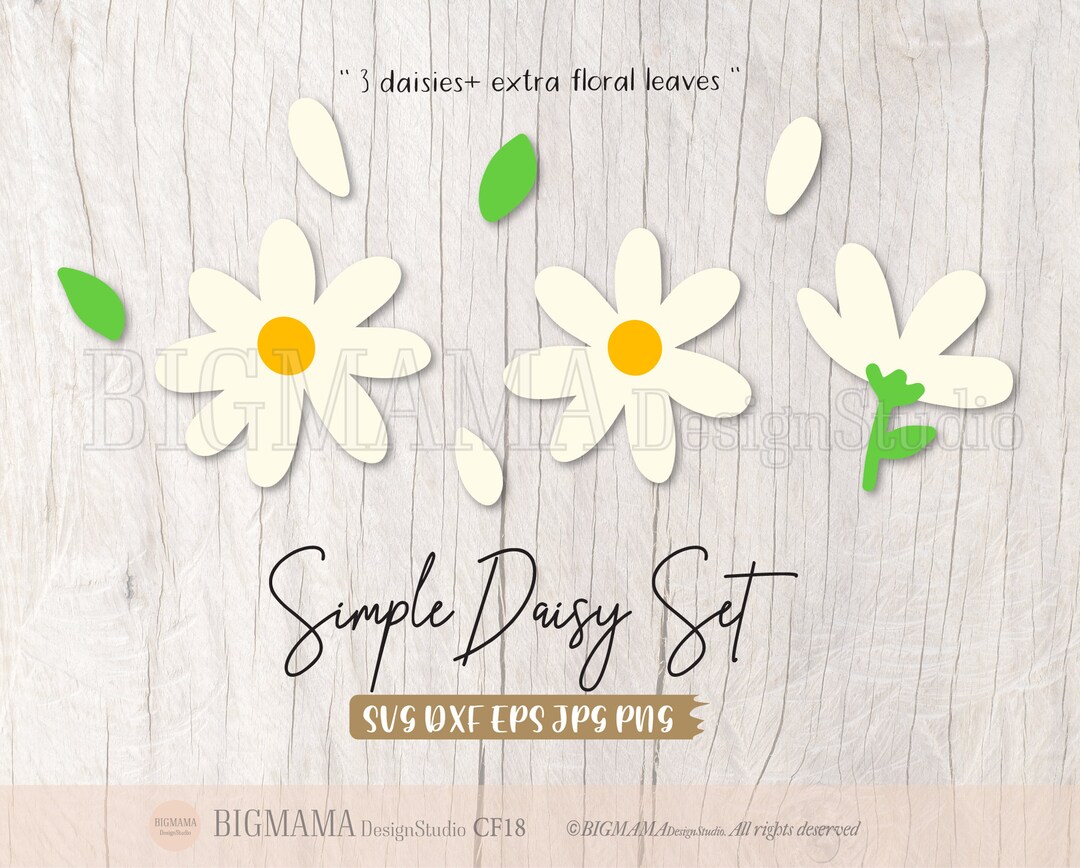Daisy Svg,floral,simple Flower,easy,dxf,eps,bundle,cut File,t-shirt ...