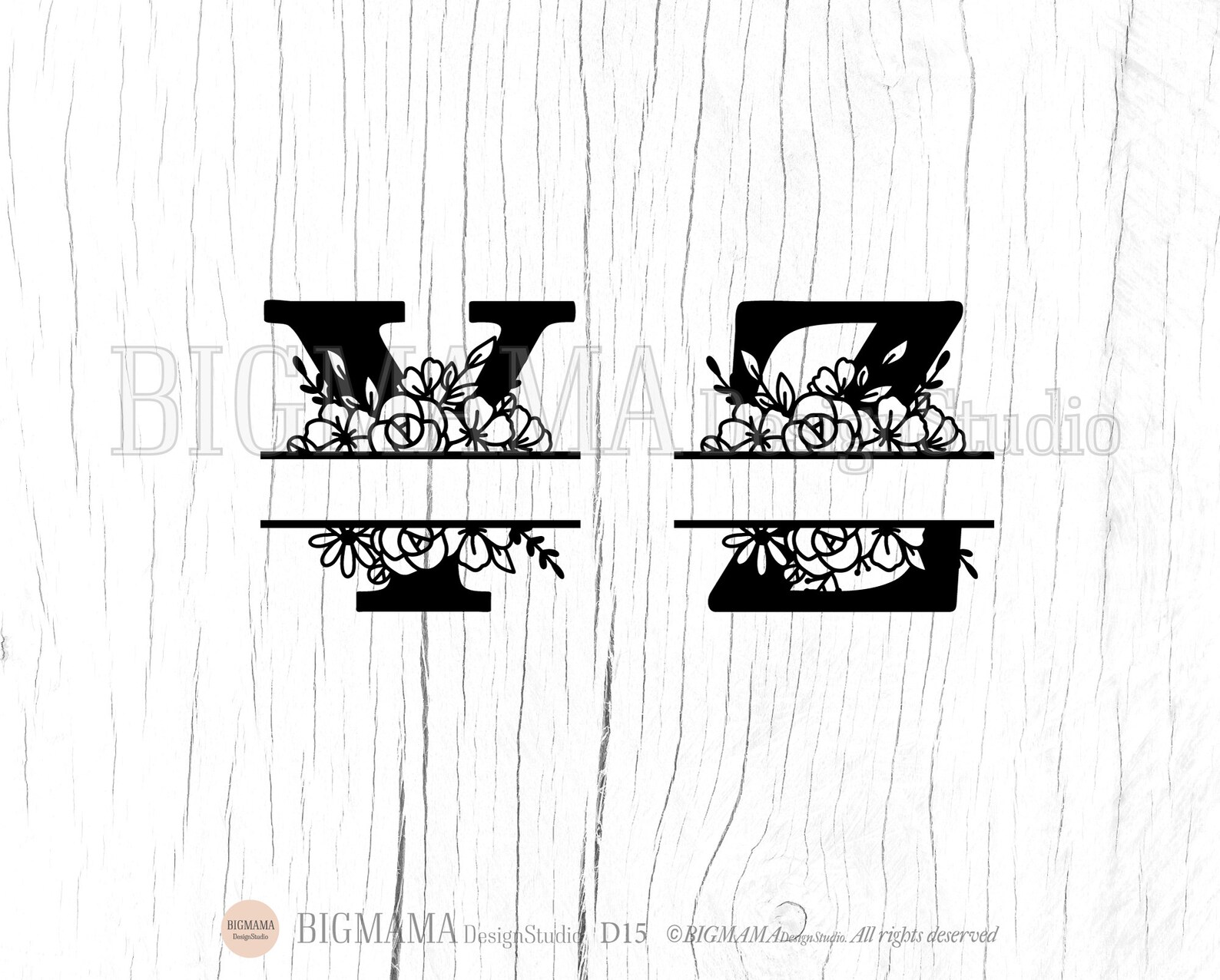 Floral Split Letters A-Z Svgflower - Etsy