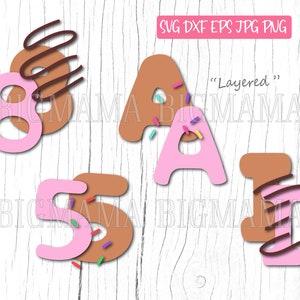 Donut Alphabet Svg,numbers,letters,bundle,sweets,birthday,png,layered ...