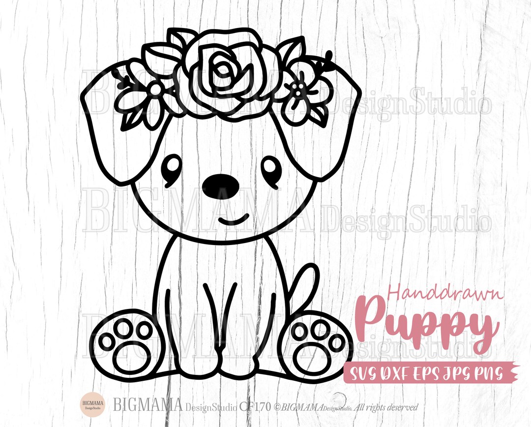 Dog Svg,floral,puppy,flower Crwon,dog With Flower,cut File for Cricut ...