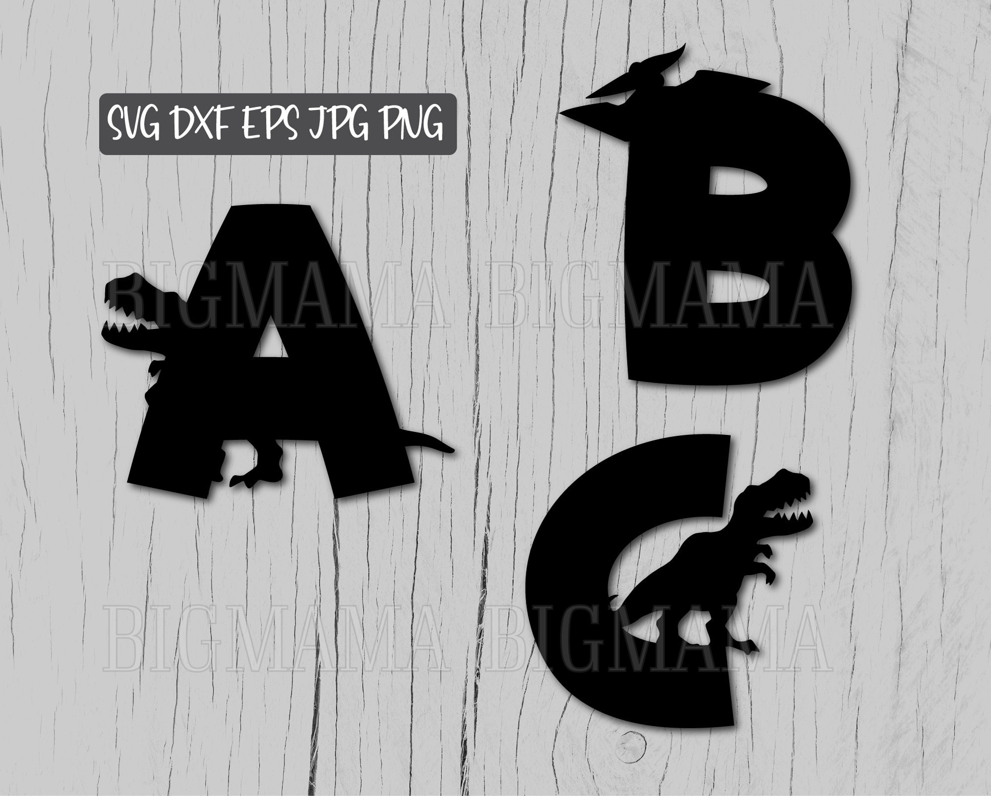 Dinosaur Alphabet Svgnumberslettersmonogramjurassic - Etsy