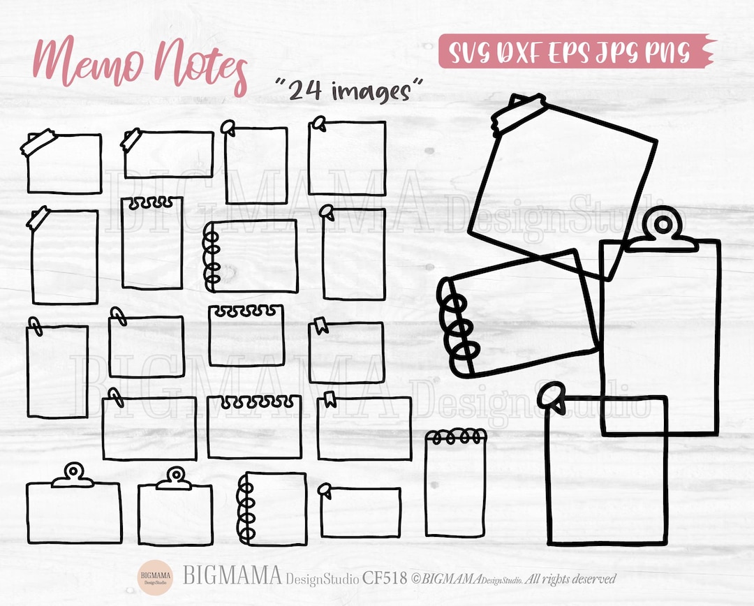 Memo Note Outline Svg,cut File,sticky Note,note Template,line Art ...