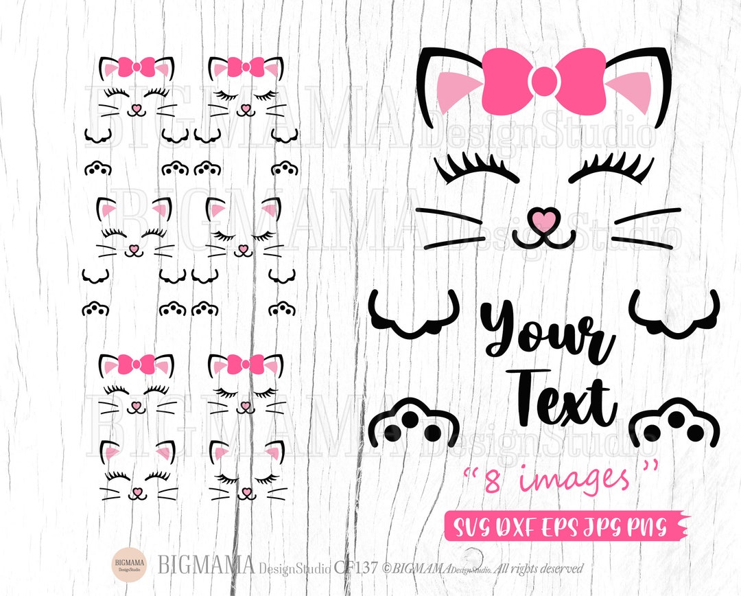 Cat Face Svg,kitten,cat Split Monogram Frame,kitty,name,baby Cat Svg ...