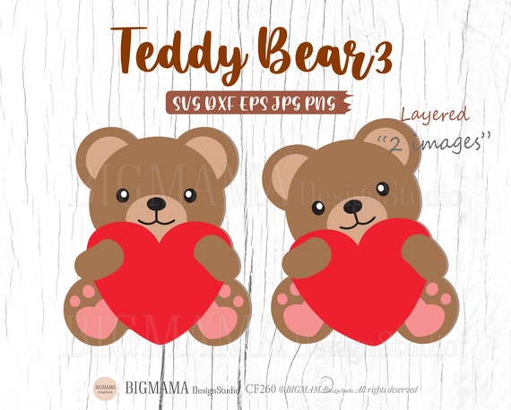 Cute Valentine Bear Svgsitting Teddy With Heartlove | Etsy