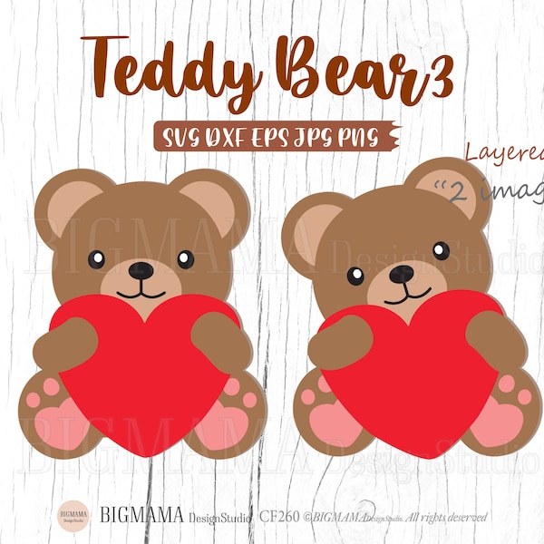 Valentine Teddy Bear Svg - Etsy