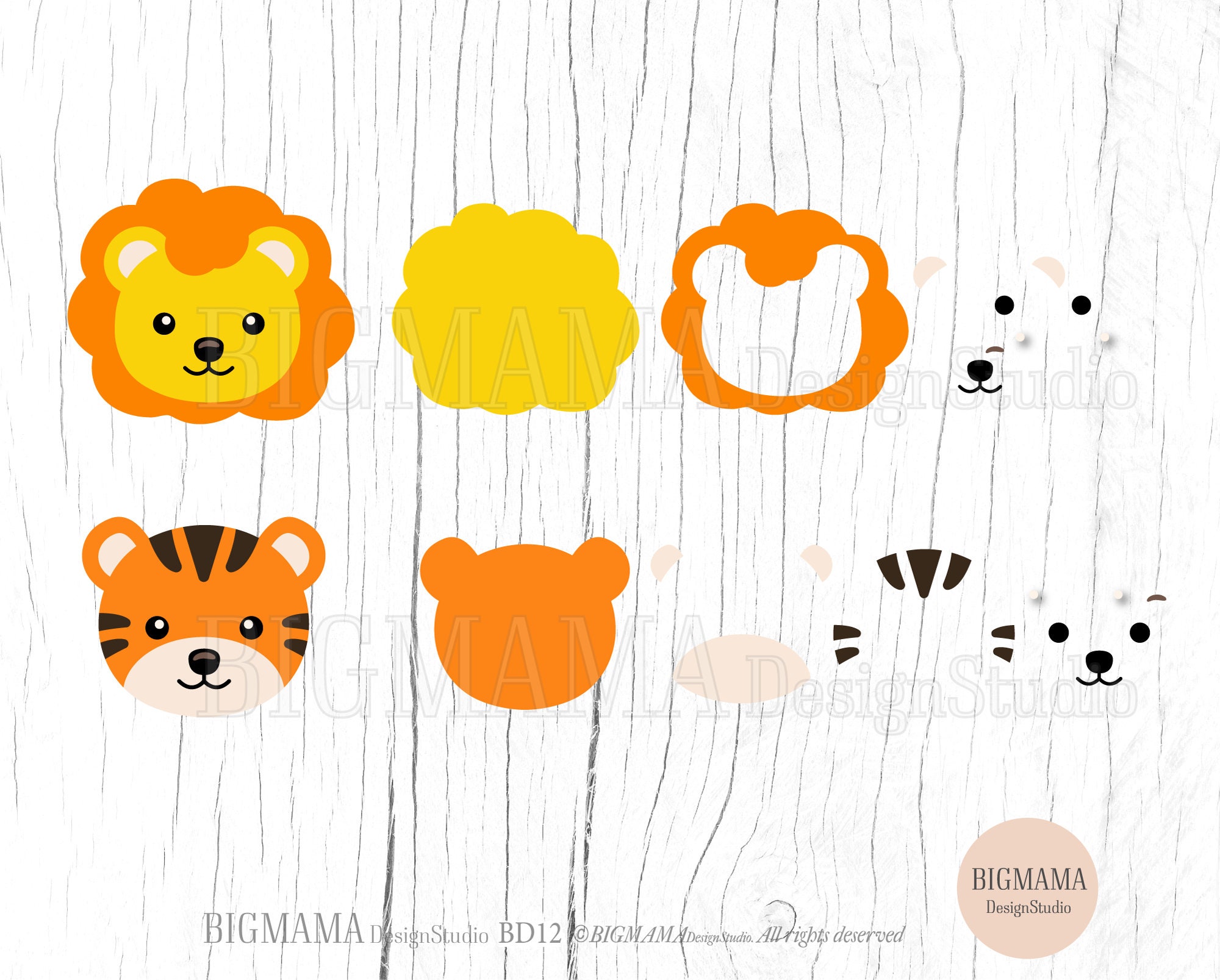 Safari Animal Face Svg,animal Cut File,bundle,layered,birthday Svg,cute ...