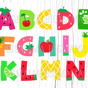 Fruit Alphabet Svg,numbers,letters,bundle,summer,birthday,png,lemon ...
