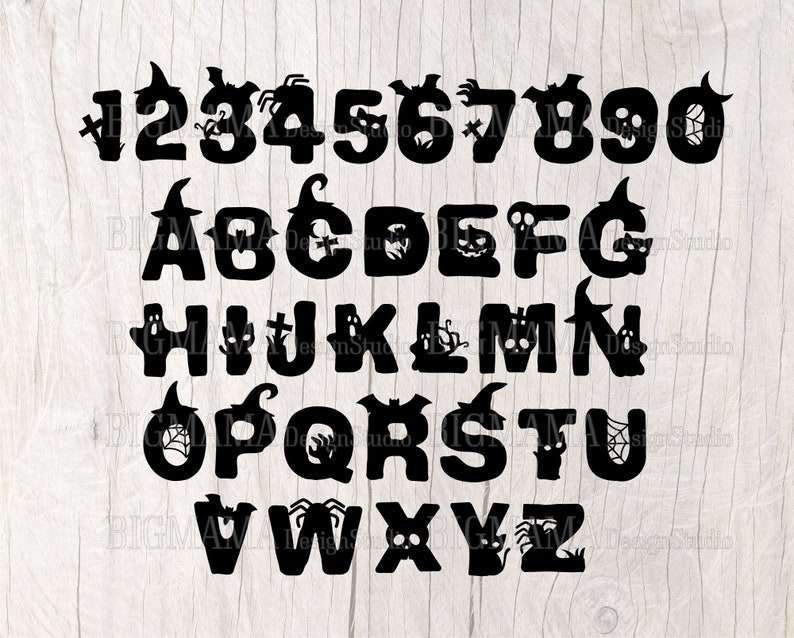 Halloween Alphabet Svg,numbers,letters,bundle,birthday,png,spooky,kids ...