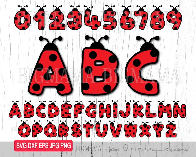 Ladybug Alphabet Svgdxflettersfontnumbersbirthdaycut - Etsy