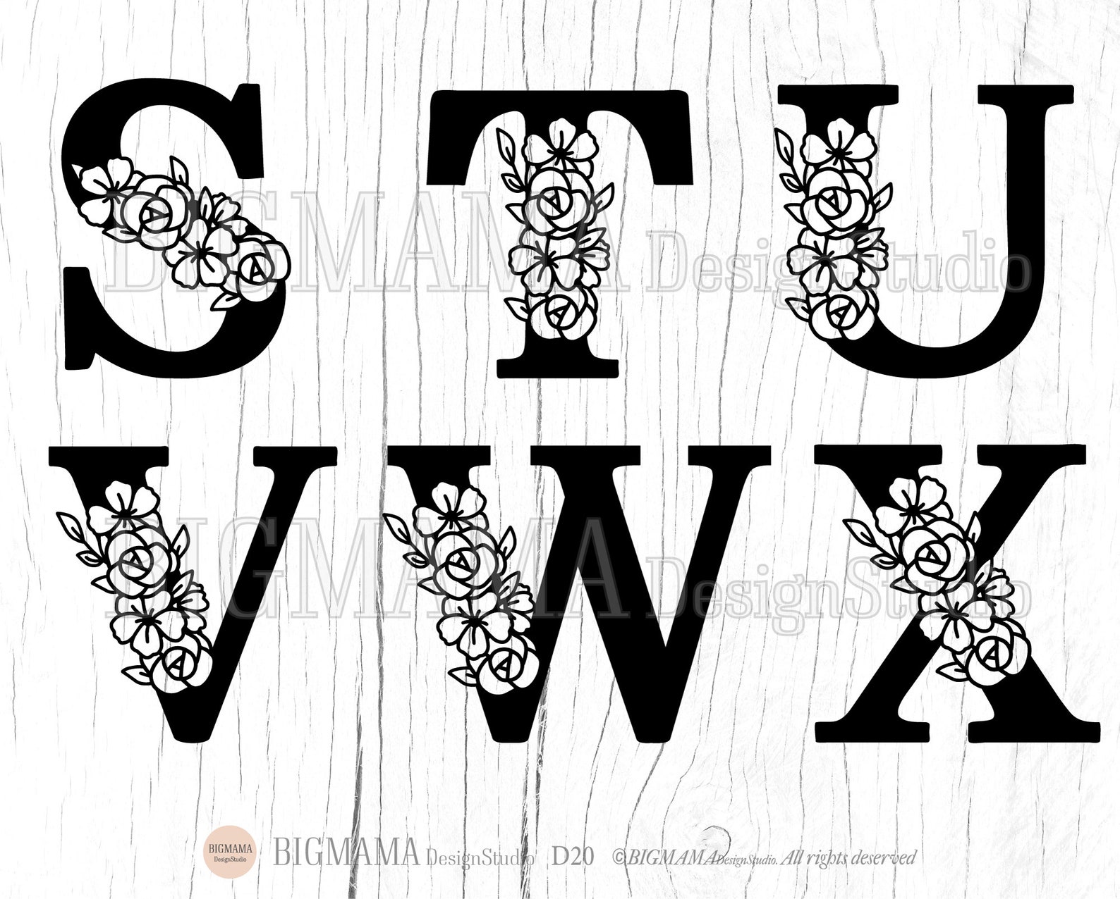 Floral Alphabet Svgflower - Etsy