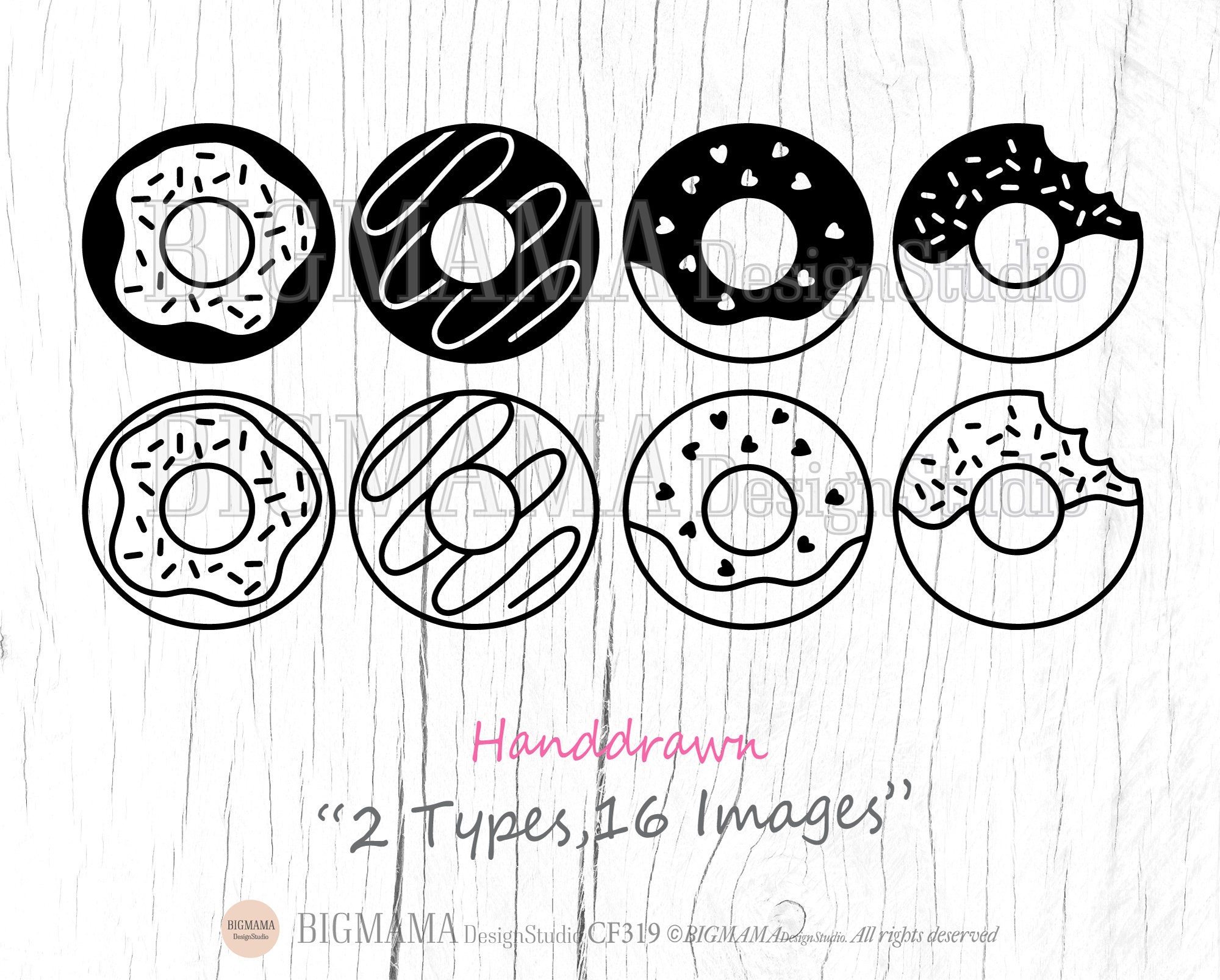 Donut Outline Svgbundledigital Stampdoodlecut - Etsy