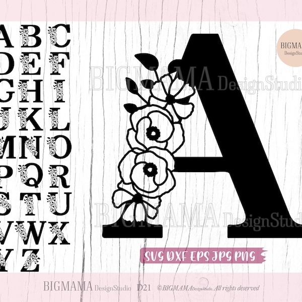 Floral Alphabet Svg - Etsy