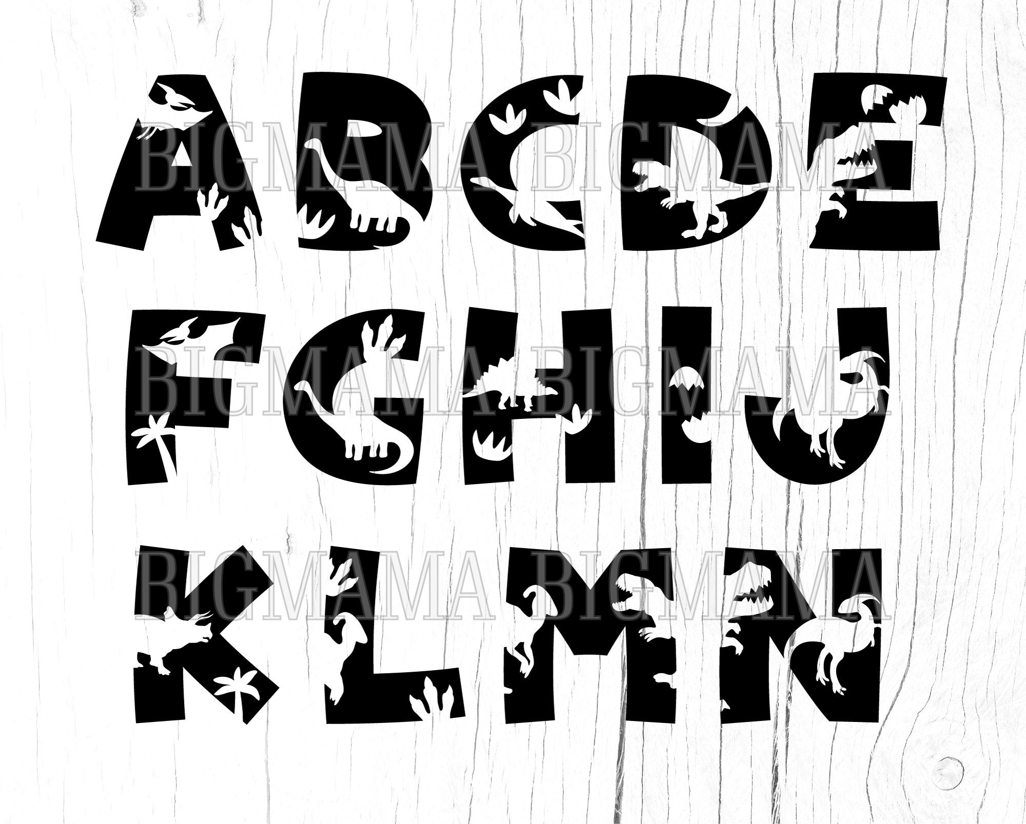 Dinosaur Alphabet Svgnumberslettersanimaljurassic - Etsy