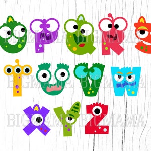 Monster Alphabet Svg,numbers,letters,birthday Boy,bundle,name,layered ...