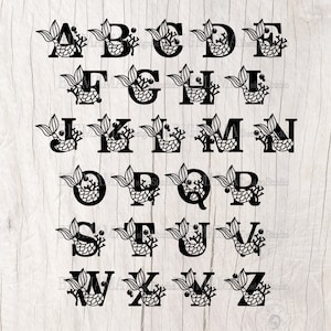 Mermaid Alphabet Svg,mermaid Letters Svg,alphabet Bundle,font,monogram ...