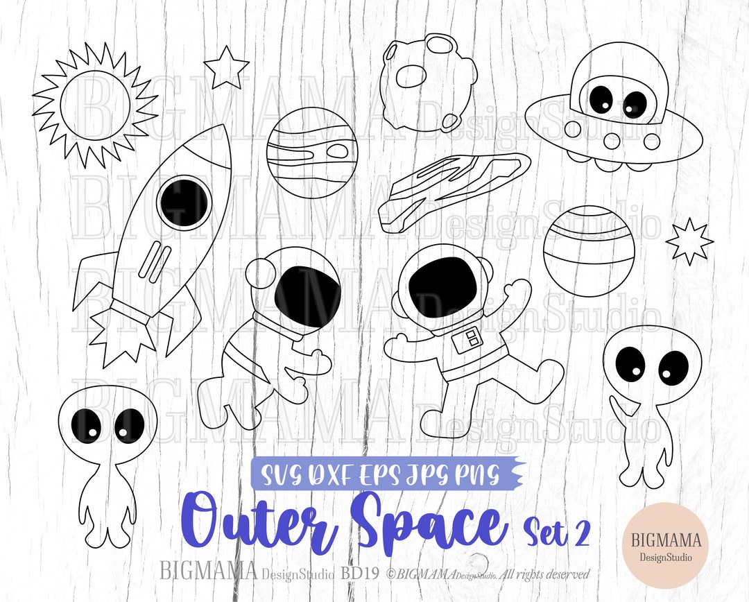 Outer Space Svg,roket,out Line,spaceship,astronaut,solar System ...