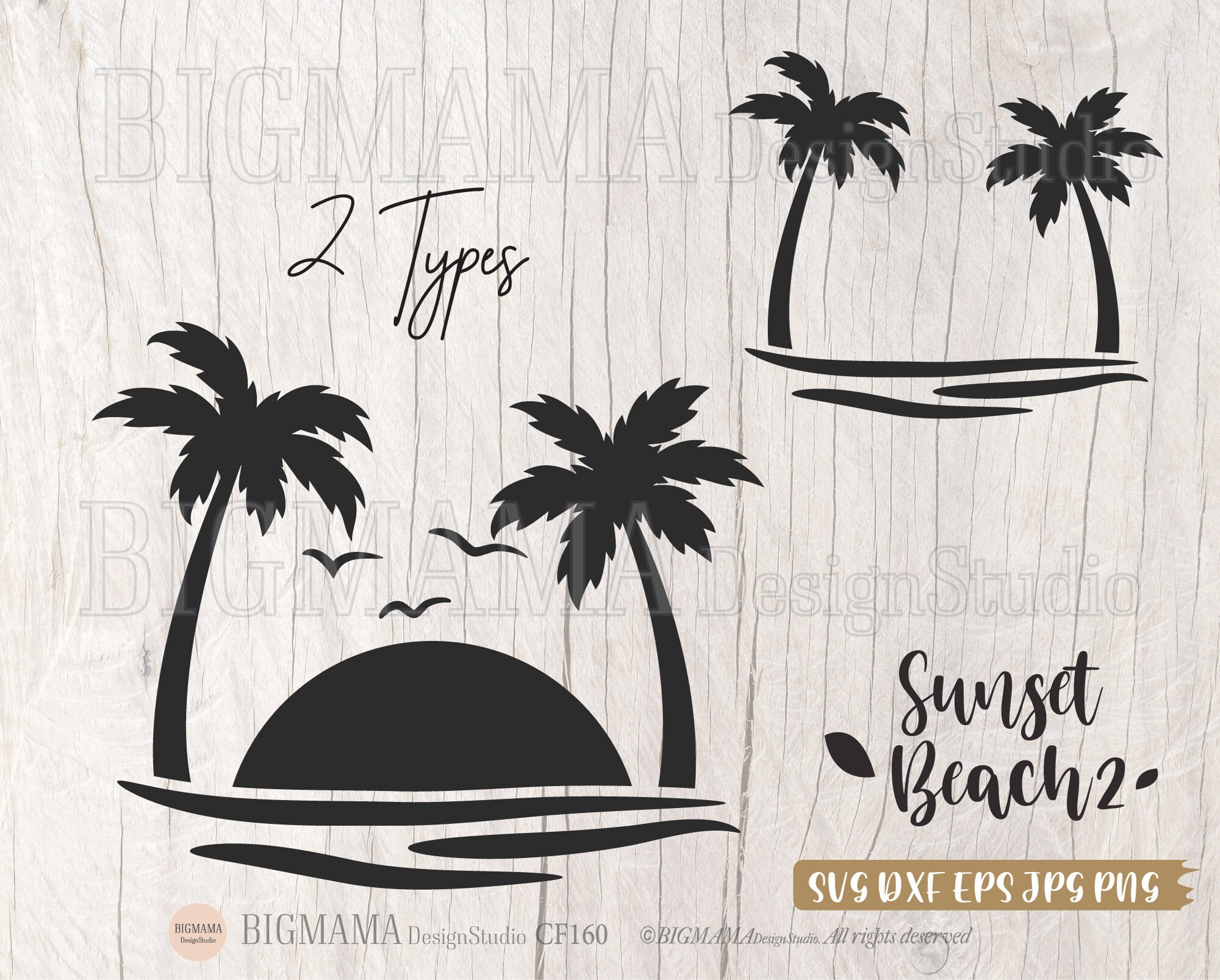 Drawing & Illustration Art & Collectibles Digital Sunset Beach SVG,DXF ...