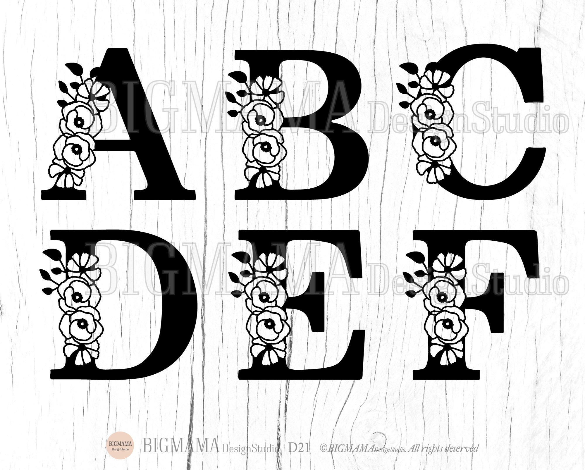 Floral Alphabet A-Z Svgflower - Etsy