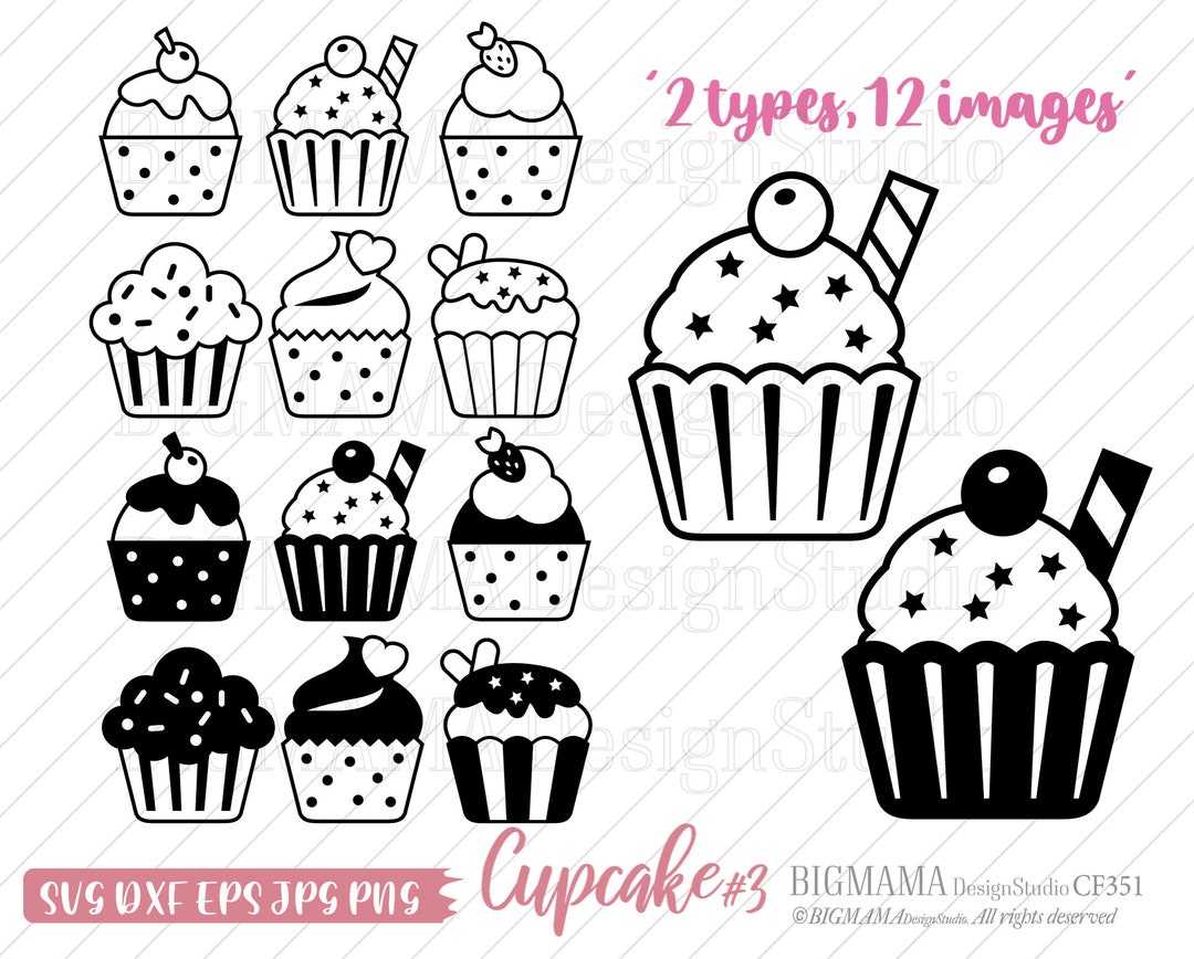 Cupcake Svg,muffin,outline,dxf,muffin Cut File,png,bakery,birthday ...