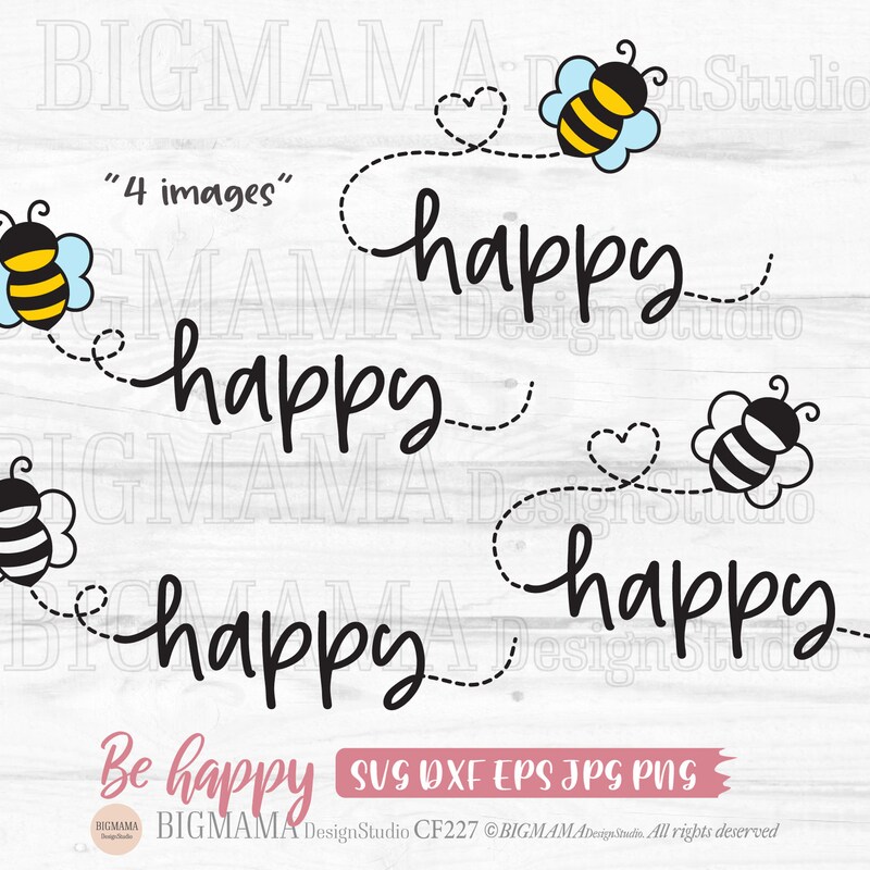 Bee Happy Svg - Etsy