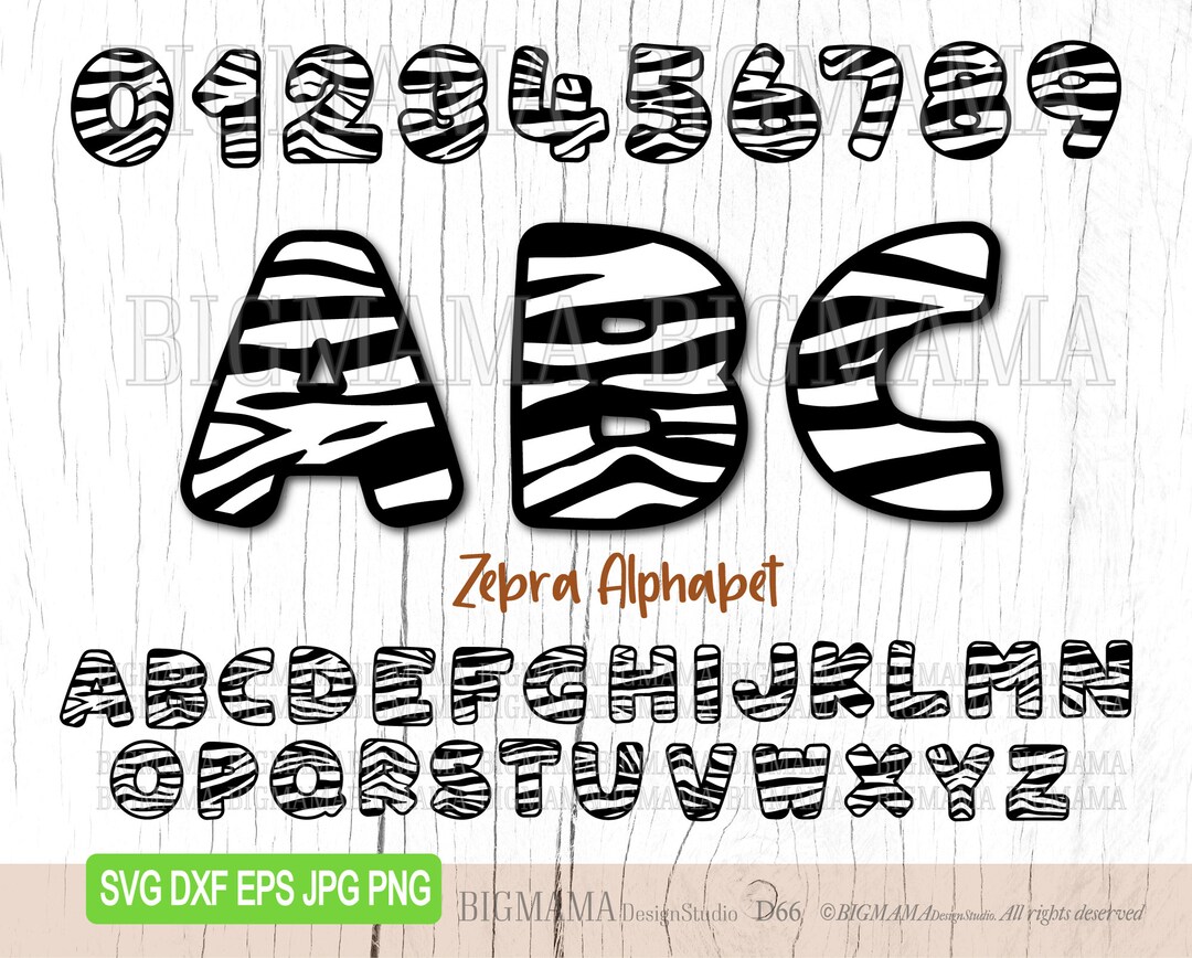 Zebra Alphabet Svg,safari,numbers,letters,bundle,animal Print,pattern ...