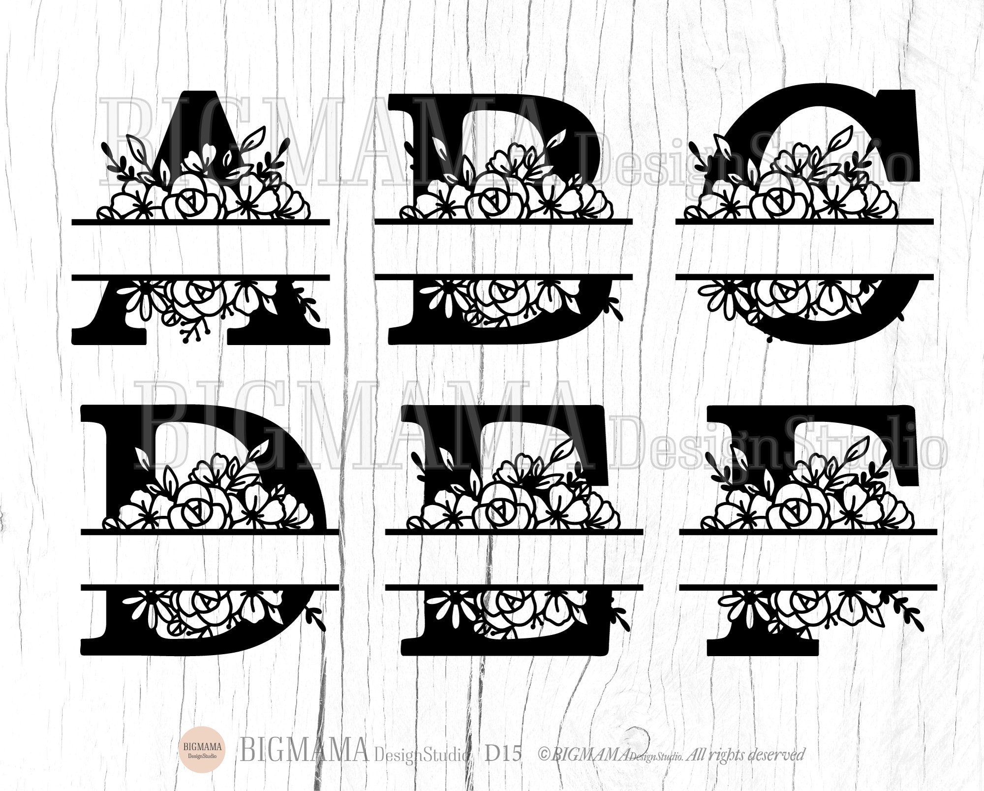 Floral Split Letters A-Z Svgflower - Etsy