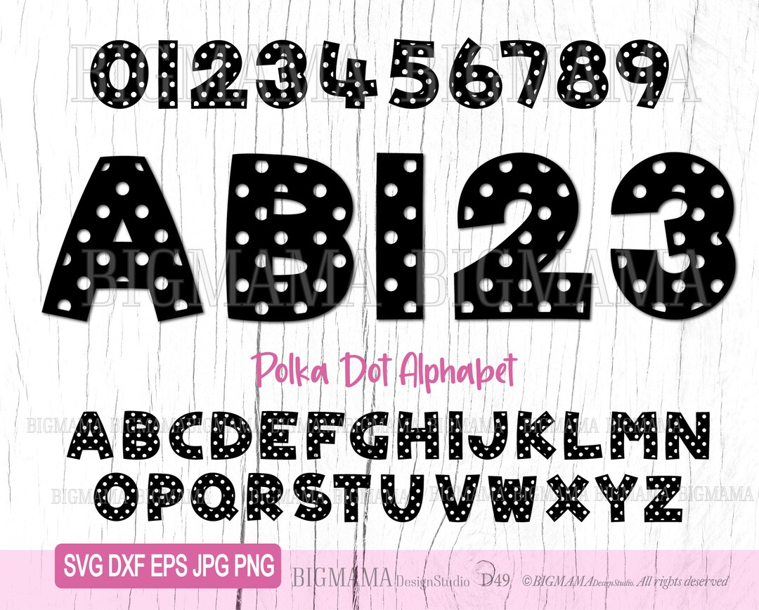 Polka Dot Alphabet Svg,numbers,letters,bundle,birthday,girls,kids ...