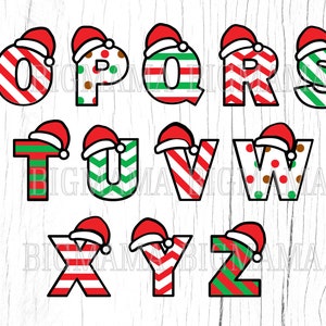 Christmas Alphabet Svg,numbers,letters,bundle,craft,santa,monogram,png ...