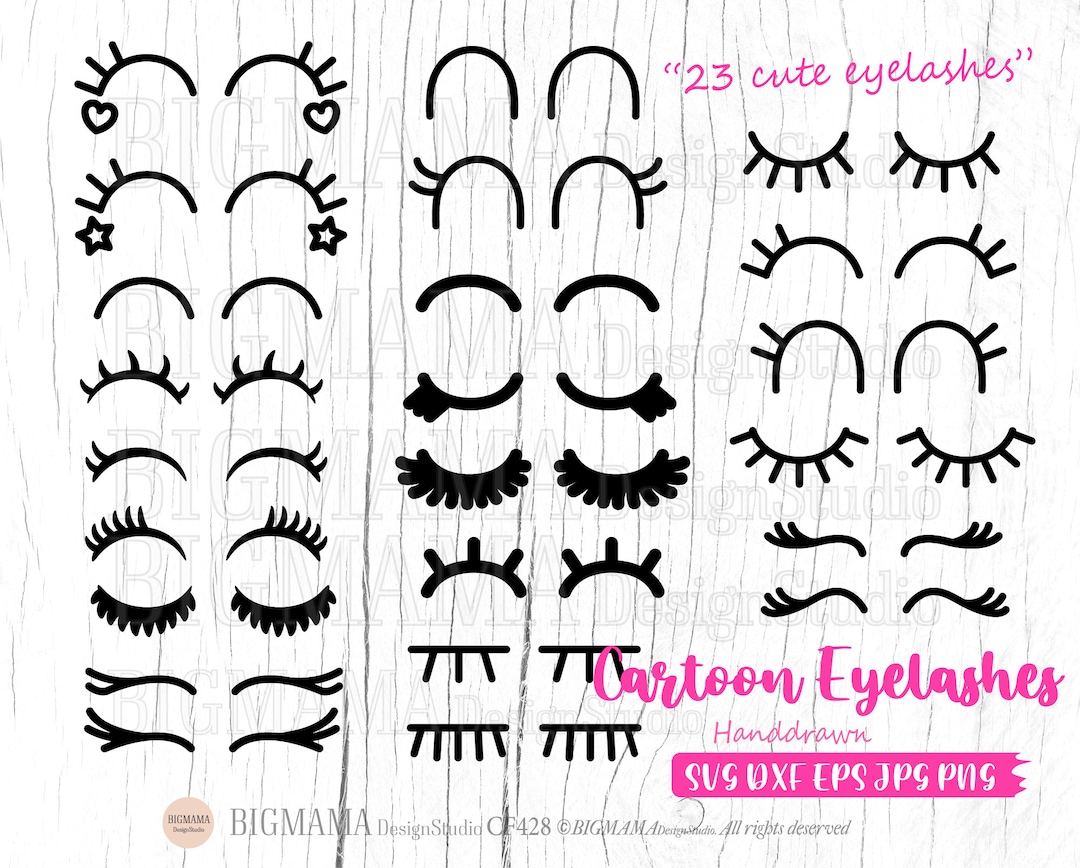 Cartoon Eyelash Svg,comic Book Eyelash Svg Bundle,cute,kawaii,monoline ...
