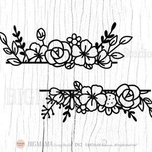 Floral Split Svg,frame,floral Border,wildflower,split Monogram,wedding ...