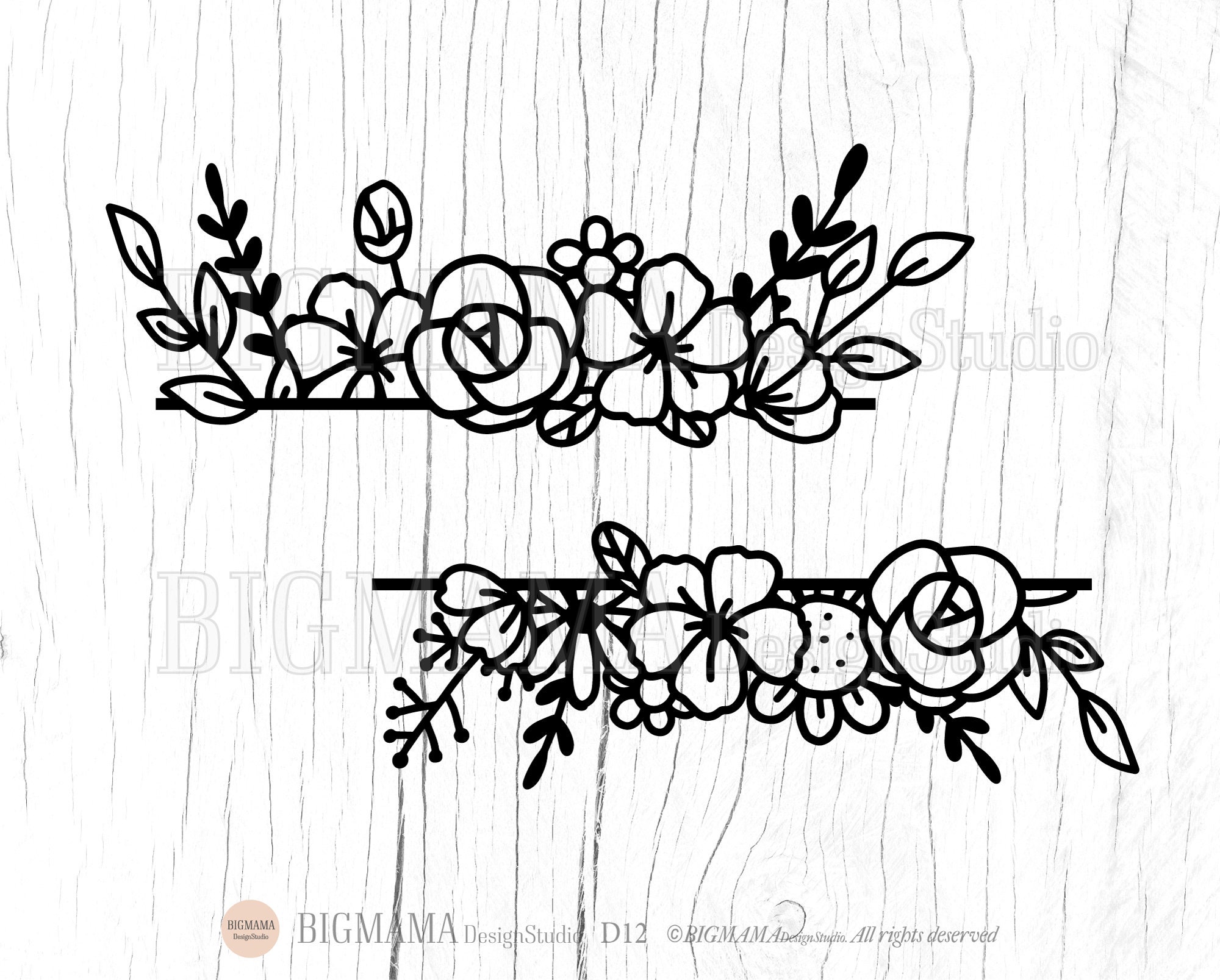 Floral Split Svg,frame,floral Border,wildflower,split Monogram,wedding ...