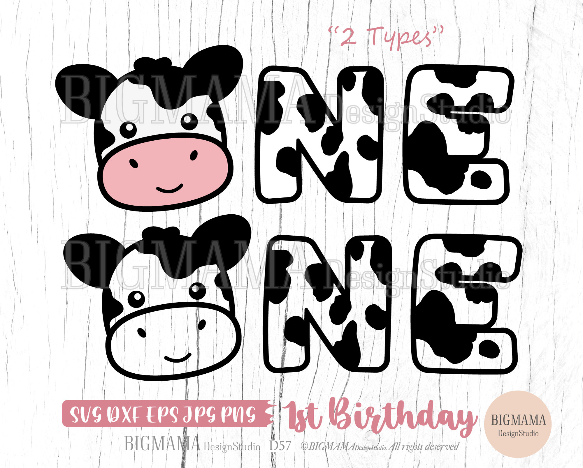 Cow 1st Birthday Svgcowone1 Yearfarm Animaldxfbabycut - Etsy