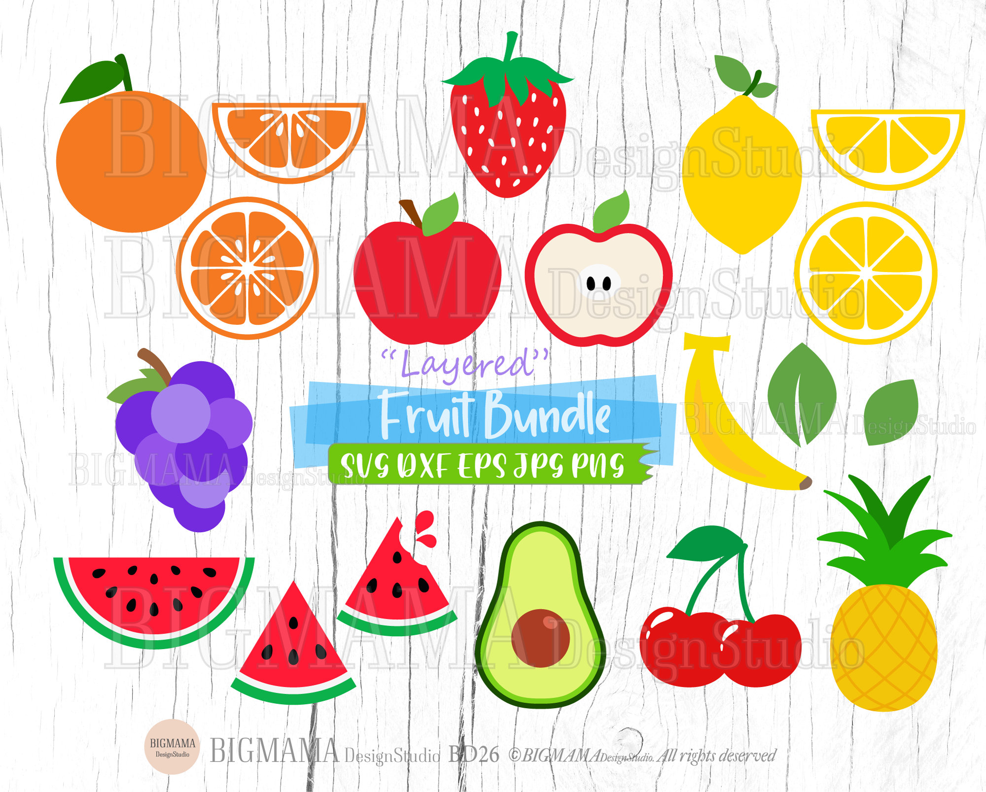 Fruit SVG Bundle,cut File,layered,lemon,cherry,strawberry,orange ...