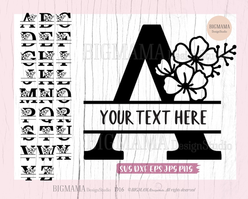 Flower Split Letters A-Z Svgfloral - Etsy