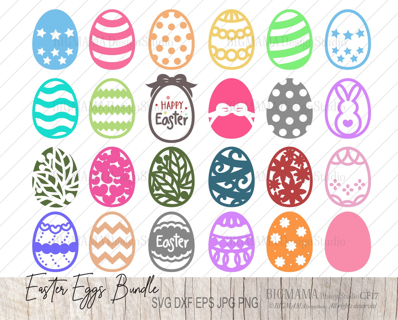 Oeufs de Pâques SVG bundle, Oeufs de Pâques DXF, Cricut, Silhouette ...