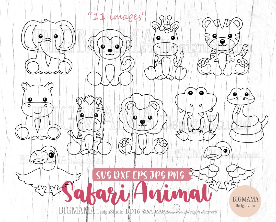 Safari Animal Svg,jungle,lion,cut File,bundle,line Art,stencil,birthday ...