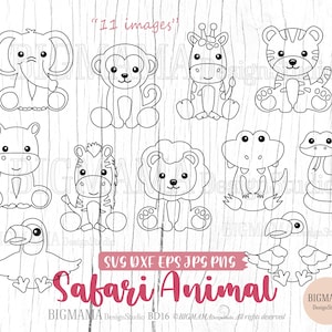 Safari Animal Svg,jungle,lion,cut File,bundle,line Art,stencil,birthday ...
