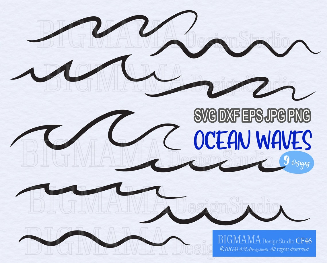Ocean Wave Svgbeachsummer Wavesdxfseasurfwave Lineocean - Etsy