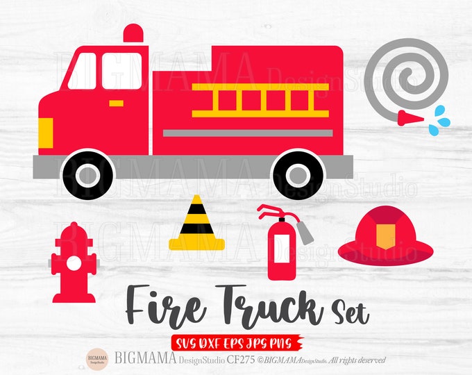 SVG, DXF, EPS Cut File Firetruck Svg, Fire Truck, Transportation ...