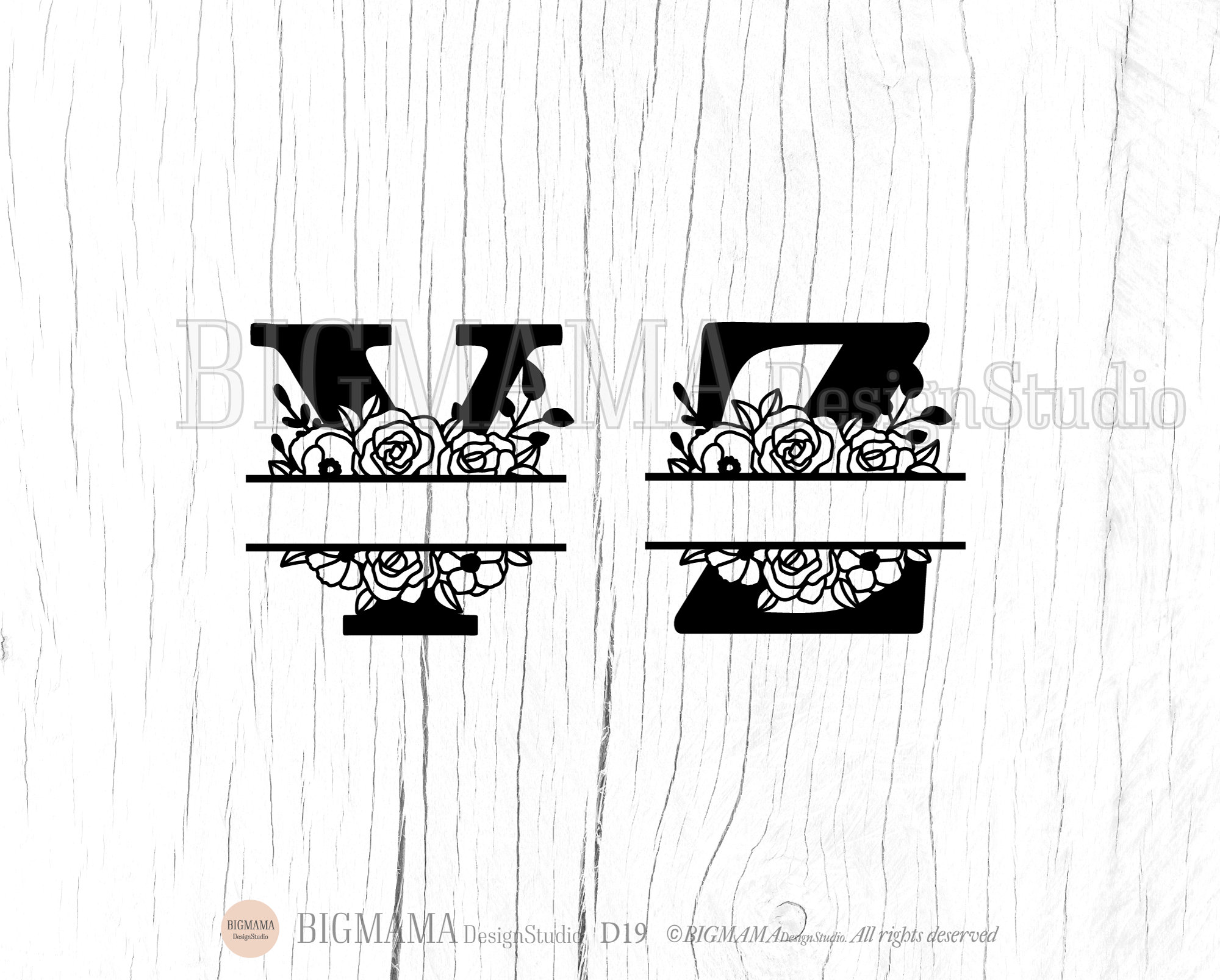 Floral Monogram Svg,split,letters A-Z Svg,flower,wedding,alphabet ...