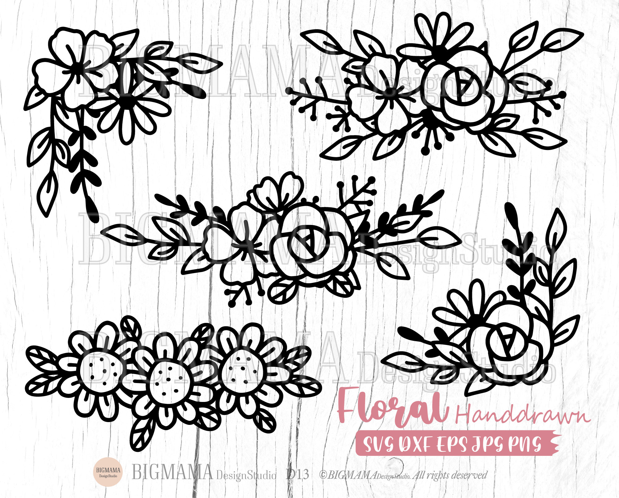 Floral svg flor paquete SVG de flores silvestres borde - Etsy España