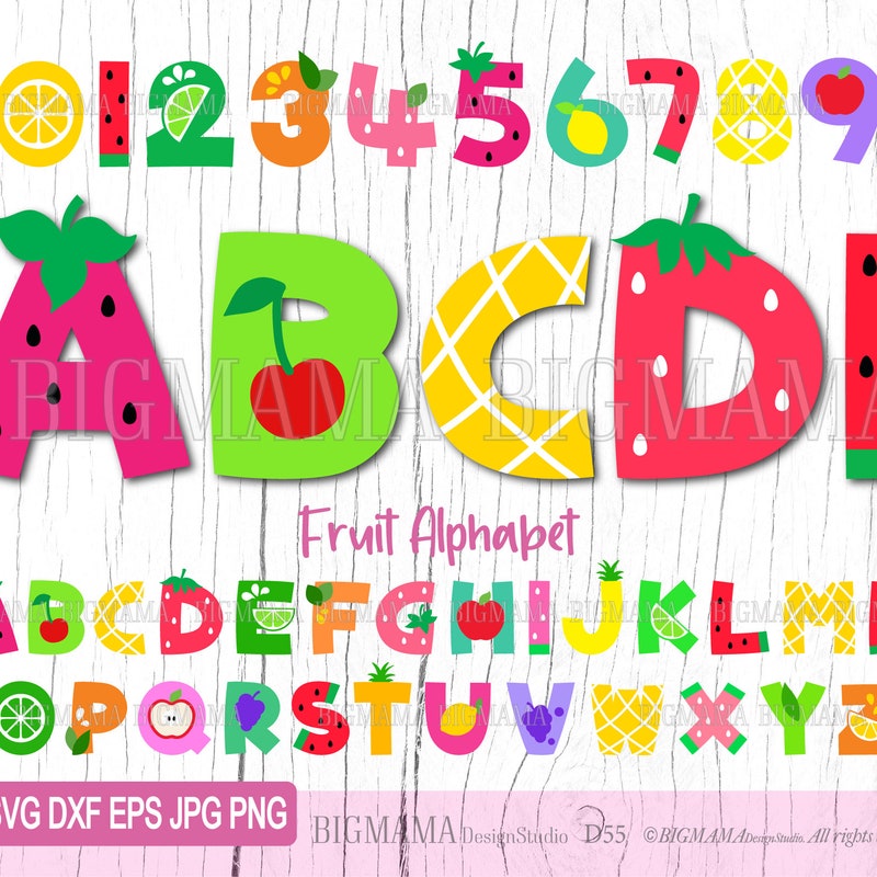 Fruit Letters Clipart - Etsy