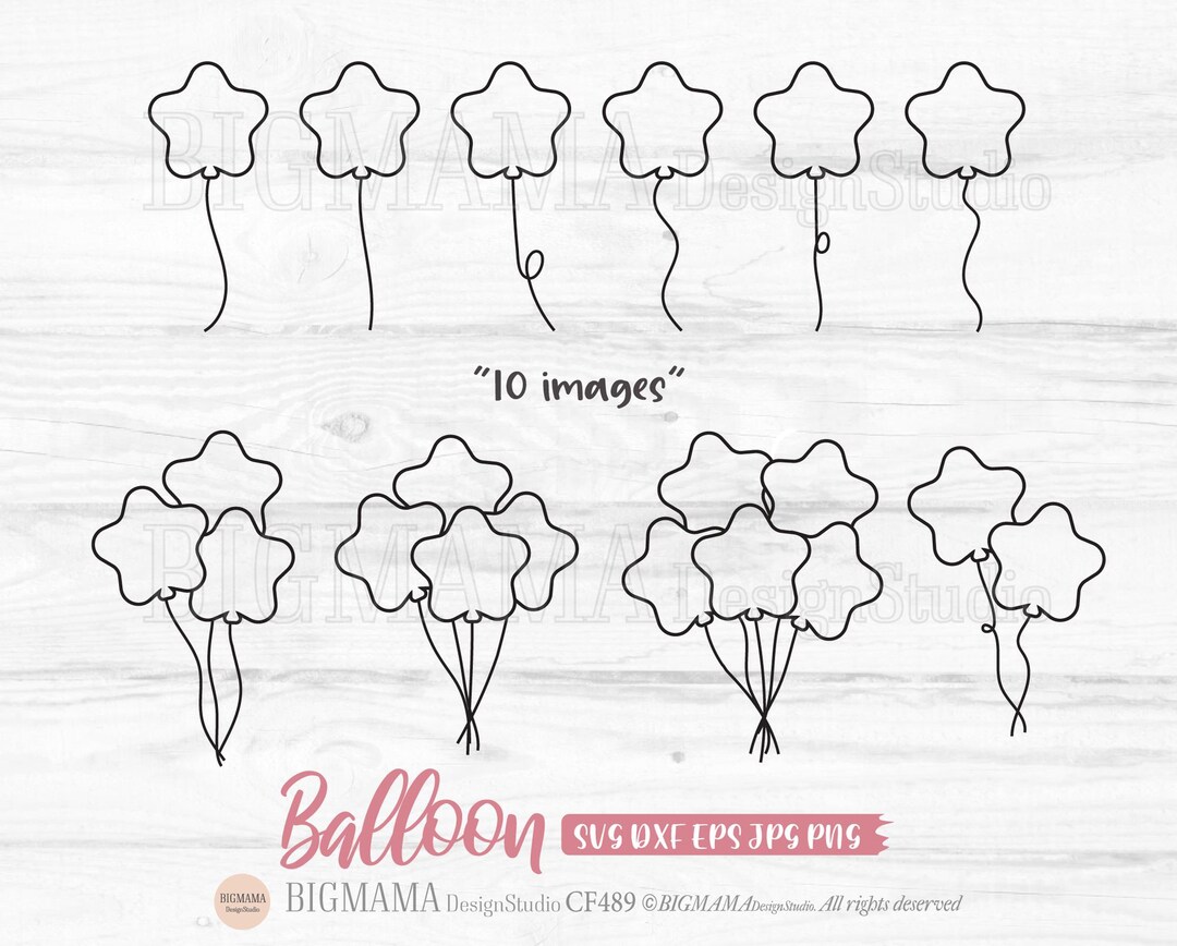 Star Balloon Svg,stars,cut File,line Art,party,birthday,outline,balloon ...