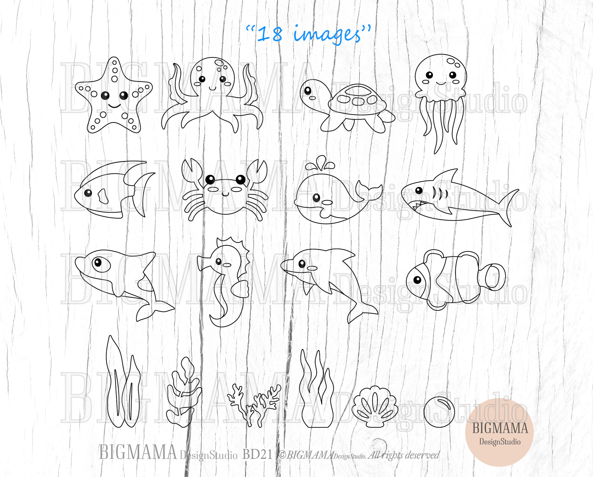 Sea Animals Outline Svgcut File - Etsy Australia