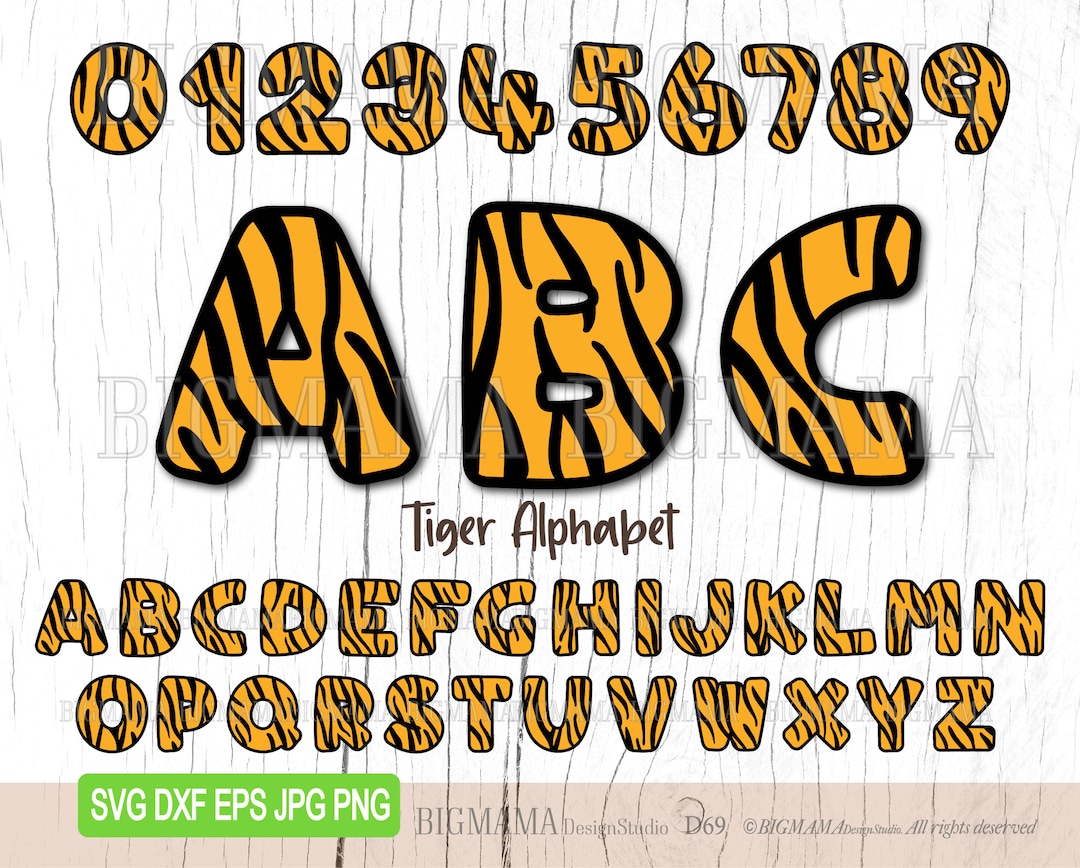 Tiger Alphabet Svg,safari,numbers,letters,bundle,animal Print,wild Life ...