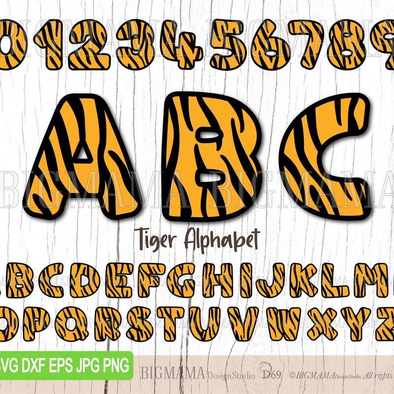 Tiger Font Svg - Etsy