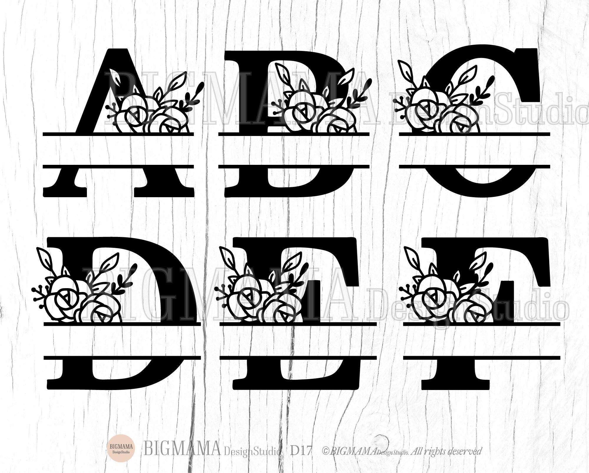Floral Split Letters A-Z Svgfloral - Etsy