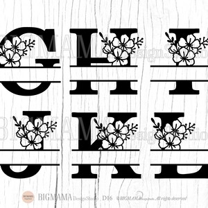 Flower Split Letters A-Z Svg,floral Monogram,wedding,alphabet,letter ...