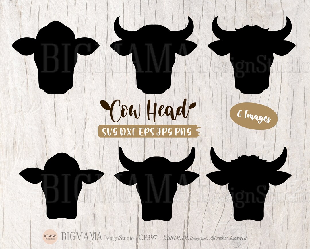 Cow Head Svg,dxf,bull Head,cow Horn,cut File,cow Face,cow Shape,cattle ...