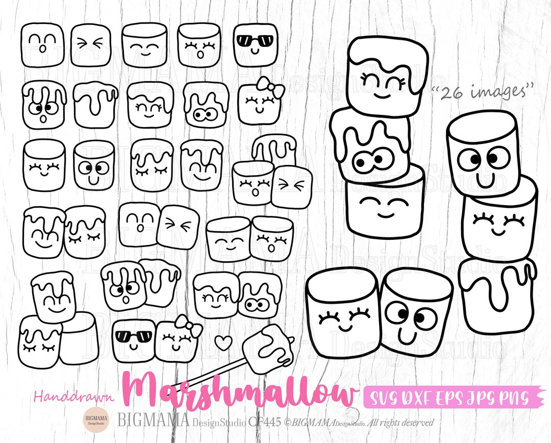 Marshmallow Svg,bundle,outline,camping,campfire,cute,kawaii,marshmallow ...